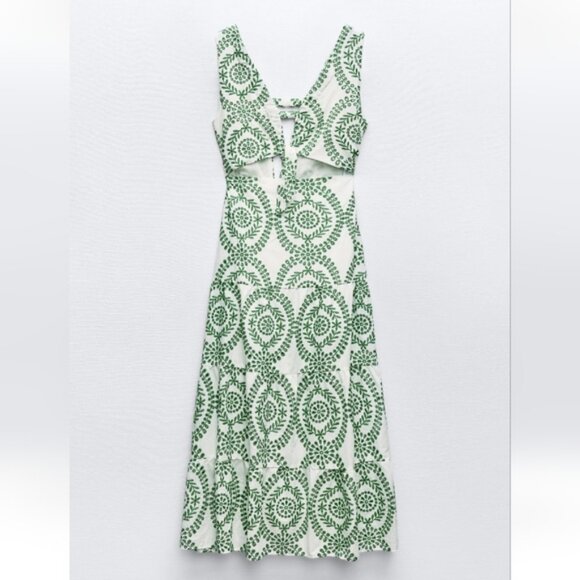 Zara | Dresses | Zara Perforated Knotted Embroidered Dress | Poshmark